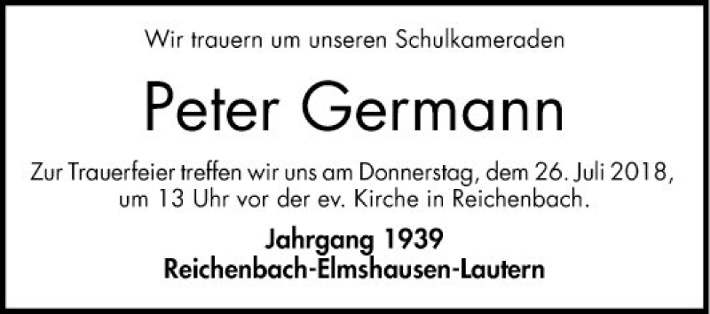 Traueranzeigen von Peter Germann | Trauerportal Ihrer Tageszeitung